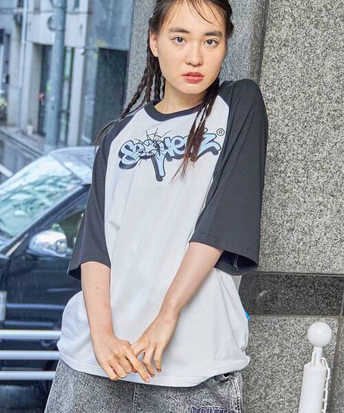 SEQUENZ（シークエンズ）の「【SEQUENZ（シークエンズ）】BRAKE LOGO RAGLAN S/S TEE / 半袖 ラグラン Tシャツ 配色 刺繍 ワッペン ロゴ ブロークコア ...