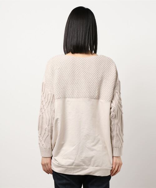 shop DADA（ショップダダ）の「ケーブル×地柄デニムコンビニットチュニック（1S14-511042）（ニット/セーター）」 - WEAR