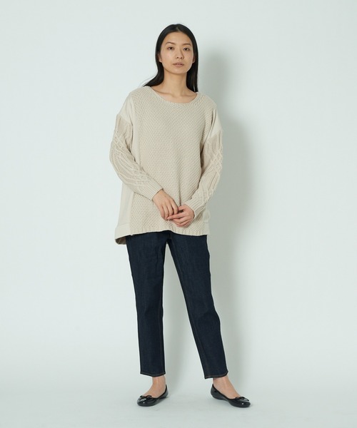shop DADA（ショップダダ）の「ケーブル×地柄デニムコンビニットチュニック（1S14-511042）（ニット/セーター）」 - WEAR