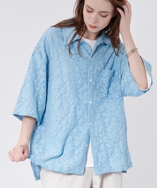 ONCILY（オンシェリー）の「FLOWER JACQUARD LACE SHEER SHIRT / フラワージャガードレースシアーシャツ（シャツ/ブラウス）」 - WEAR