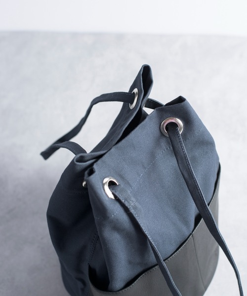 BICASH（ビカーシ）の「BICASH ビカーシ / キャンバスレザー切り替えショルダー巾着バケツバッグ / #B856（ショルダーバッグ ...