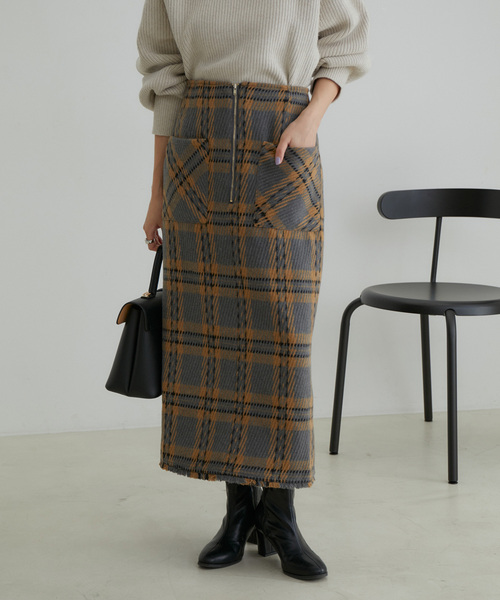 【セール】【WEB限定】ジップデザインチェックタイトスカート（スカート）｜VIS（ビス）のファッション通販 - ZOZOTOWN