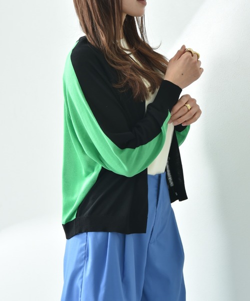 INTERPLANET（インタープラネット）の「【UV加工・ウォッシャブル】バイカラーVネックカーディガン（カーディガン/ボレロ）」 - WEAR