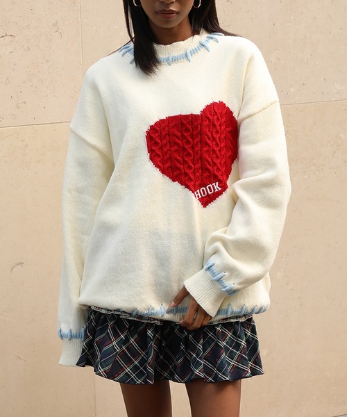 セール】HOOK -original- ハートジャカードニットプルオーバー（ニット