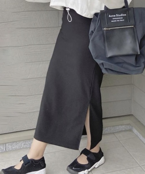 aquagarage（アクアガレージ）の「ストレッチタイトスカート レディース 春 夏 S M L LL 3L ロング丈 サイドスリット | アクアガレージ aquagarage（スカート ...