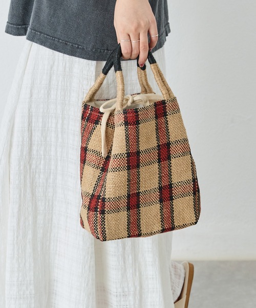 TARANGO JUTE TOTE BAG/チェック ジュートバッグ（ハンドバッグ）｜LAVEANGE（ラビアンジェ）のファッション通販 ...