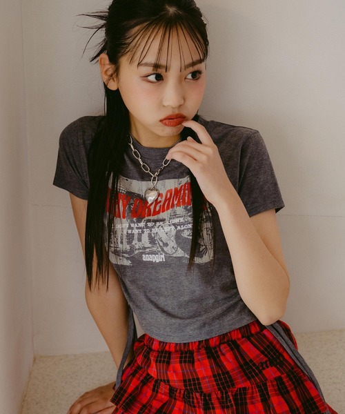 サイドシャーリング ロック Tシャツ（Tシャツ/カットソー）｜ANAP GiRL（アナップガール）のファッション通販 - ZOZOTOWN