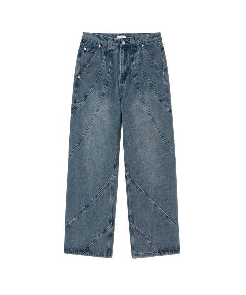 87-STAN180 [Natural] Vintage Slash Washing Wide Denim Pants Vintage ...