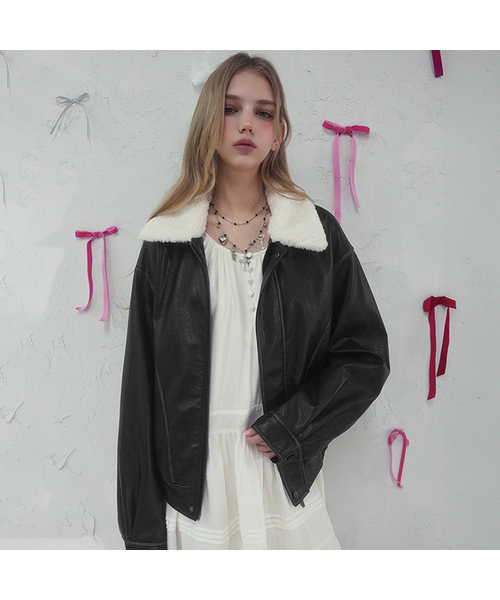【セール】Cafe Mocha Aviator Jacket BLACK（ライダースジャケット）｜Vivacious（ビバシャス）の ...