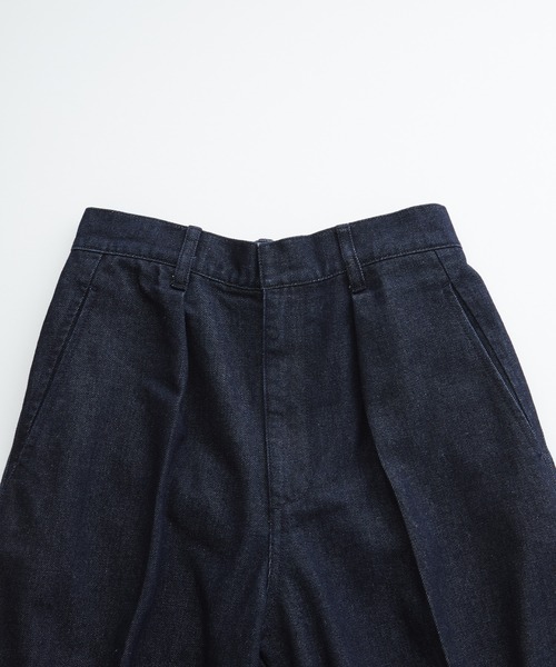 CLEL（クレイル）の「【CLEL】Denim Tuck Wide Center Press Slacks /デニム タックワイドセンター ...