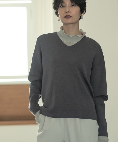 OPAQUE.CLIP（オペークドットクリップ）の「≪エマール検証済≫シルキーウールMIX Vネックニット【洗濯機洗い可】（ニット/セーター ...