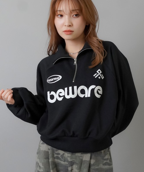 SPINNS（スピンズ）の「BEWAREロゴ ハーフジップスウェット（スウェット）」 - WEAR