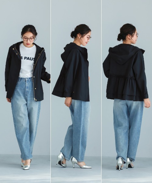 エミリアン（Emilyan）/【 Nano−Tex加工 】クリアツイル・ティアードフリルパーカー セール】【Nano-Tex加工】クリアツイル・ティアードフリルパーカー