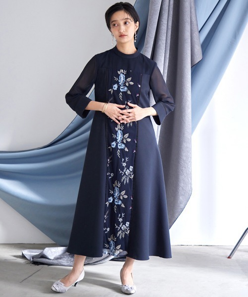 Callarus（カラルス）の「[Callarus]刺繍レース切替デザインロング丈ワンピースドレス（ドレス）」 - WEAR