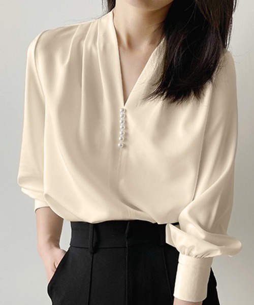 【セール】Vネックパールブラウス フォーマル（シャツ/ブラウス）｜COCOMOMO（ココモモ）のファッション通販 - ZOZOTOWN