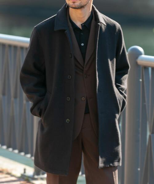 セール】『XLサイズあり』light meltonステンカラーコート（ステン