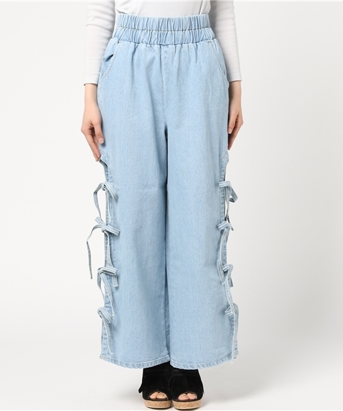 WEGO（ウィゴー）の「WEGO/スリットリボンデニムワイドパンツ（デニムパンツ）」 - WEAR