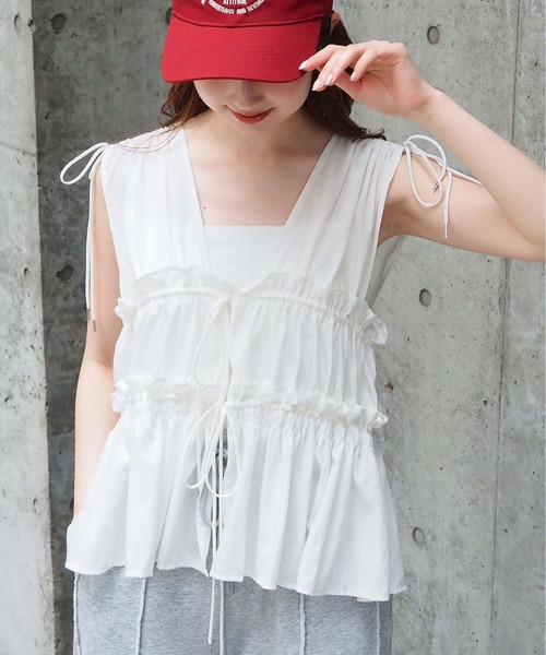tiptop（ティップトップ）の「リボン使いギャザーブラウス（シャツ/ブラウス）」 - WEAR