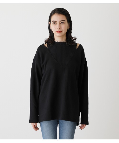 AZUL BY MOUSSY（アズールバイマウジー）の「FAKE LAYERED SLIT TOPS/フェイクレイヤードスリットトップス（T ...