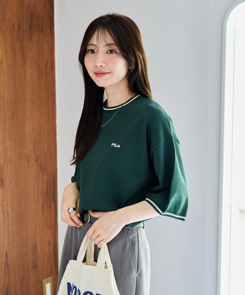 FREAK'S STORE（フリークスストア）の「限定展開 FILA × FREAK'S STORE/フィラ 別注 半袖 ライン ニット ...