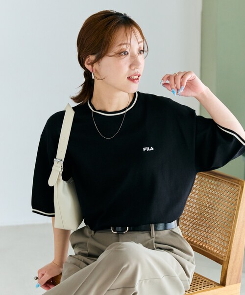 FREAK'S STORE（フリークスストア）の「限定展開 FILA × FREAK'S STORE/フィラ 別注 半袖 ライン ニット ...