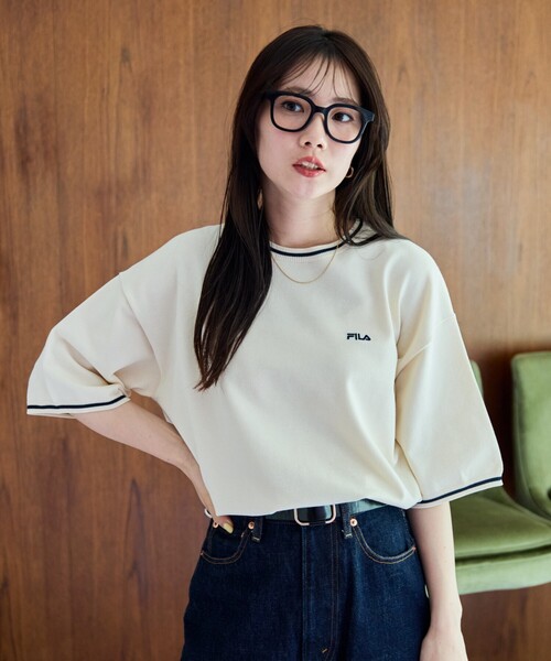 FREAK'S STORE（フリークスストア）の「限定展開 FILA × FREAK'S STORE/フィラ 別注 半袖 ライン ニット ...