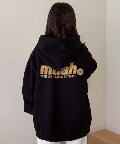 muahmuah（ムーアムーア）の「『muah muah/ムーアムーア』MUAH DOUBLE LOGO OVERFIT HOODIE/裏毛 ...