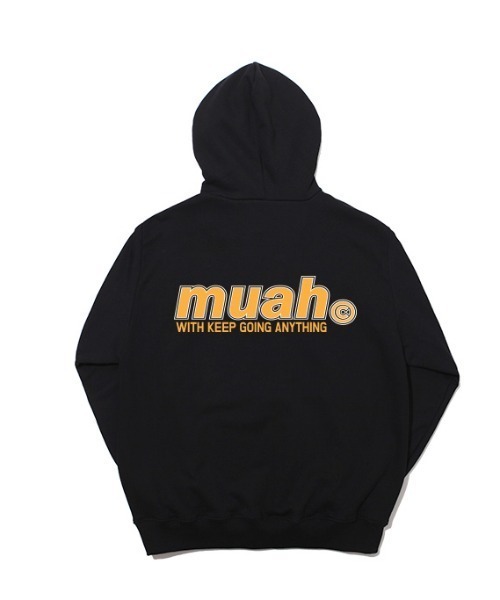 muahmuah（ムーアムーア）の「『muah muah/ムーアムーア』MUAH DOUBLE LOGO OVERFIT HOODIE/裏毛 ...