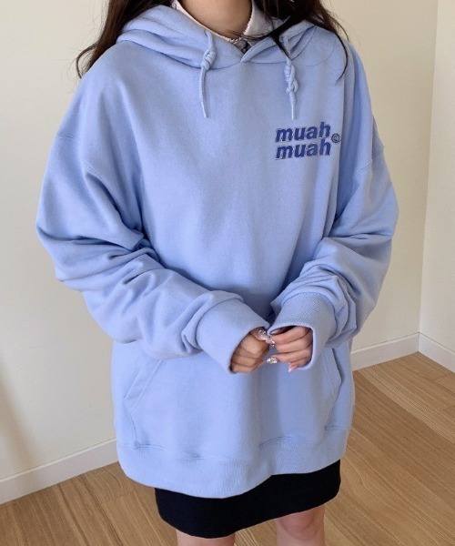 muahmuah（ムーアムーア）の「『muah muah/ムーアムーア』MUAH DOUBLE LOGO OVERFIT HOODIE/裏毛 ...