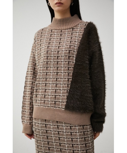 AZUL BY MOUSSY（アズールバイマウジー）の「SHAGGY COMBI TWEED KNIT TOPS/シャギーコンビツイードニット ...