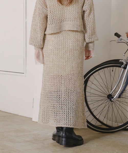 Kastane（カスタネ）の「【SETUP対応】起毛メッシュスカート（スカート）」 - WEAR