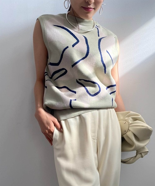 Ameri（アメリ）の「MEDI CURVE ART 2WAY VEST KNIT TOP（ニット/セーター）」 - WEAR