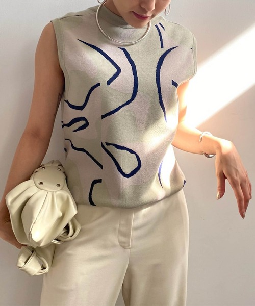 Ameri（アメリ）の「MEDI CURVE ART 2WAY VEST KNIT TOP（ニット/セーター）」 - WEAR