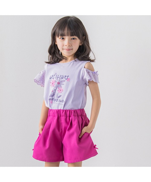 BeBe（ベベ）の「BeBe/肩開き2wayデザインTシャツ(90~150cm)（Tシャツ/カットソー）」 - WEAR