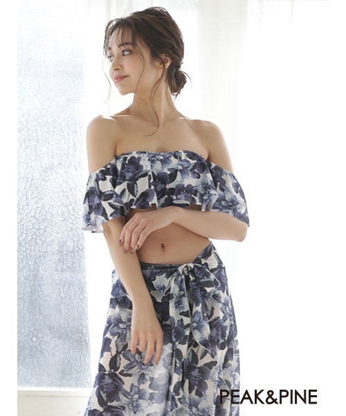 PEAK&PINE（ピークアンドパイン）の「花柄オフショルダービキニ 9Mサイズ｜PEAK&PINE（水着）」 - WEAR