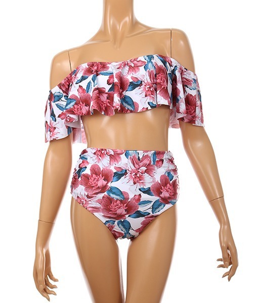 PEAK&PINE（ピークアンドパイン）の「花柄オフショルダービキニ 9Mサイズ｜PEAK&PINE（水着）」 - WEAR