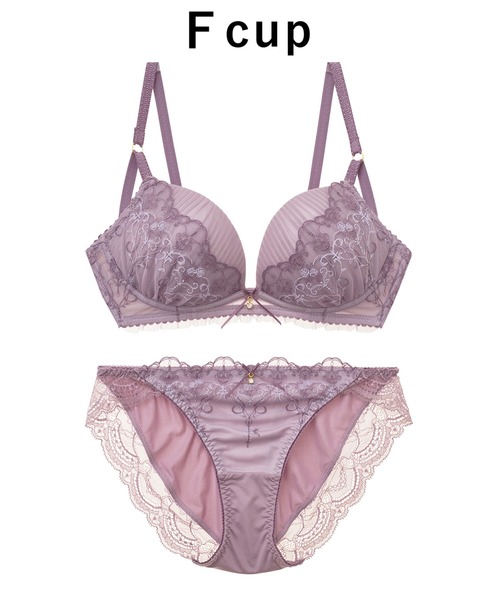 tutuanna（チュチュアンナ）の「[感激のブラノンワイヤー・寄せる]ロゼグラッセブラセット(Fカップ)（ブラ&ショーツ）」 - WEAR