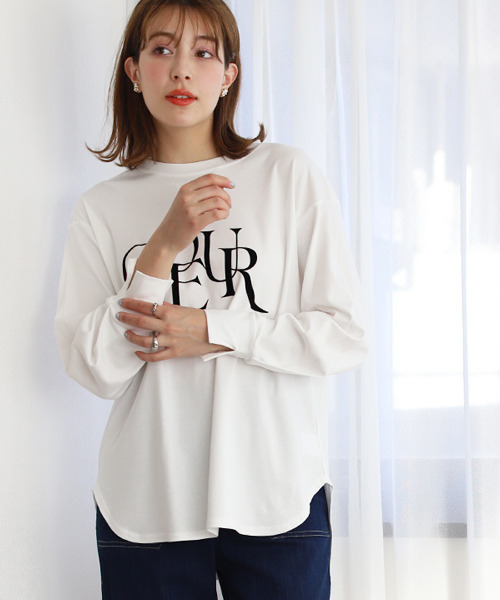 REAL CUBE（リアルキューブ）の「フロッキーロゴシルケットロングTシャツ（Tシャツ/カットソー）」 - WEAR