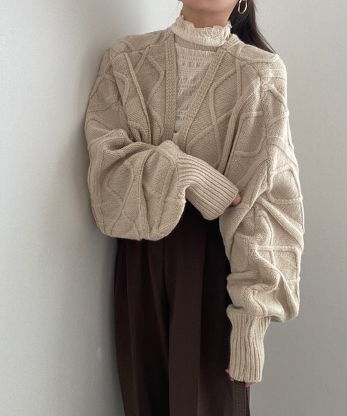 【ELCY】コンパクトケーブルニットカーディガン（ニット/セーター）｜ELCY（エルシー）のファッション通販 - ZOZOTOWN