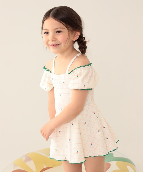 BEAMS mini（ビームスミニ）の「BEAMS mini / パフスリーブ スイム ワンピース 24SS（Girls 100～130cm ...