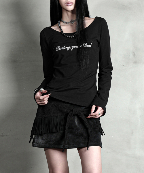 UNZIPPED LOGO T-SHIRT (Cursive ver.) #BLACK（Tシャツ/カットソー）｜DARLING, YOU'RE ...