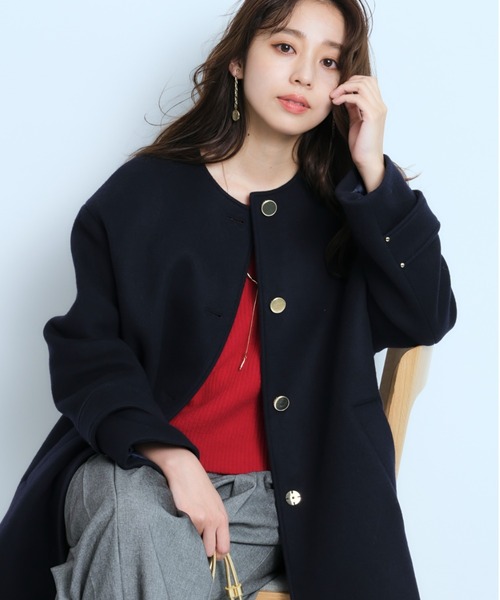 ノーカラーAラインコート（ダウンジャケット/コート）｜JUSGLITTY（ジャスグリッティー）のファッション通販 - ZOZOTOWN