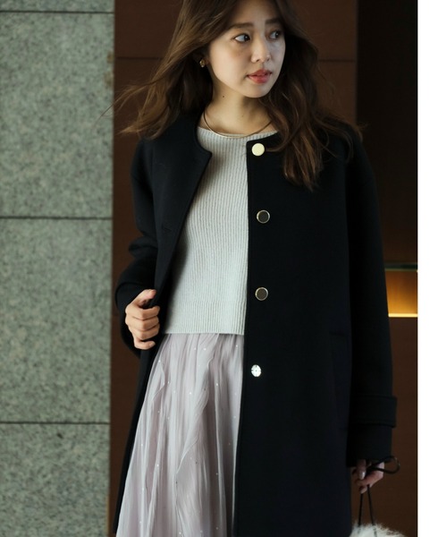 ノーカラーAラインコート（ダウンジャケット/コート）｜JUSGLITTY（ジャスグリッティー）のファッション通販 - ZOZOTOWN