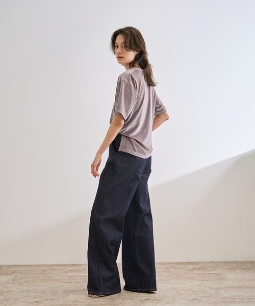 ロペ（ROPE’）/ストレッチデニム セーラーパンツ/イージーケア セール】ストレッチデニム セーラーパンツ/イージーケア（デニムパンツ