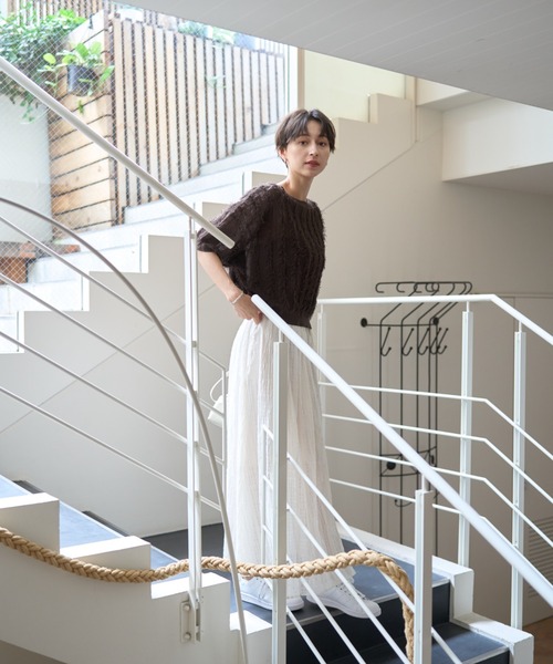 シアーフリンジニットフレンチプルオーバー（ニット/セーター）｜Rouge