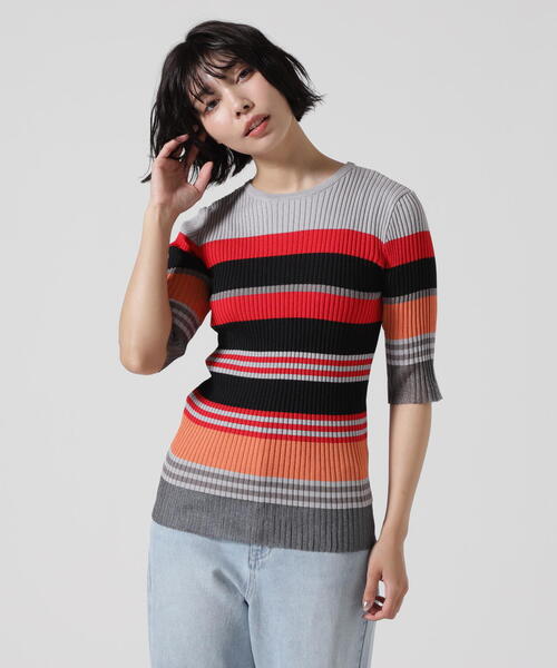 AULA AILA（アウラアイラ）の「AULA AILA/アウラアイラ/MULTI BORDER KNIT/マルチボーダーニット（ニット/セーター）」 - WEAR