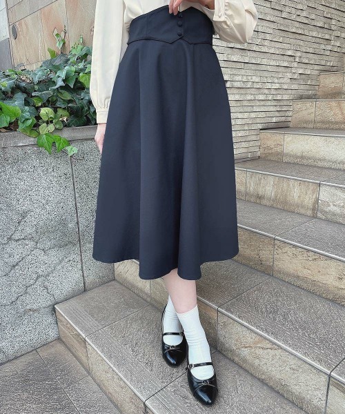 3サイズ展開】コルセットベルト2wayフレアースカート（スカート）｜F