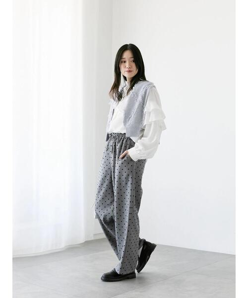Samansa Mos2 blue（サマンサモスモスブルー）の「フロッキードットイージーパンツ（その他パンツ）」 - WEAR