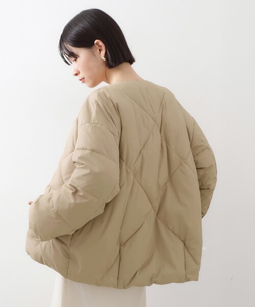セール】きれいめにもカジュアルにも ノーカラーキルトジャケット