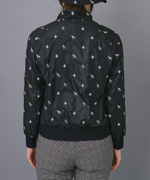 セール】【ADABAT NAVY】エンブロイダリーモノグラムジップブルゾン